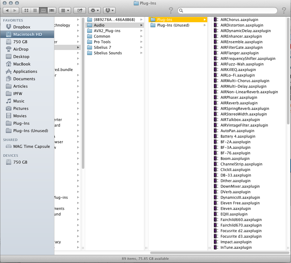 Plug-in Folders in Pro Tools 11