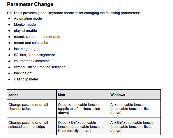Changing a Parameter or Setting on Multiple Channels in Pro Tools
