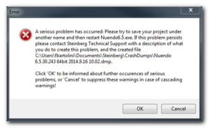 When I try to start a project in Steinberg Cubase or Nuendo on Windows...