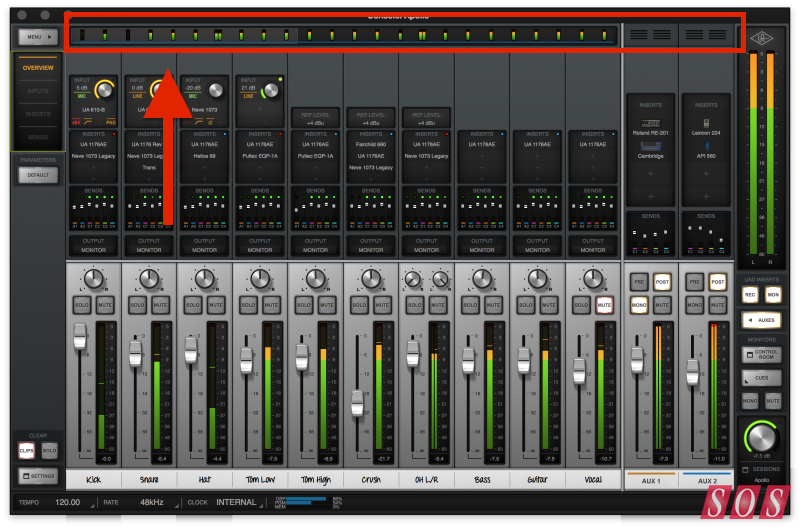 In Universal Audio Console 2.0, how do I see all of the channels on my...