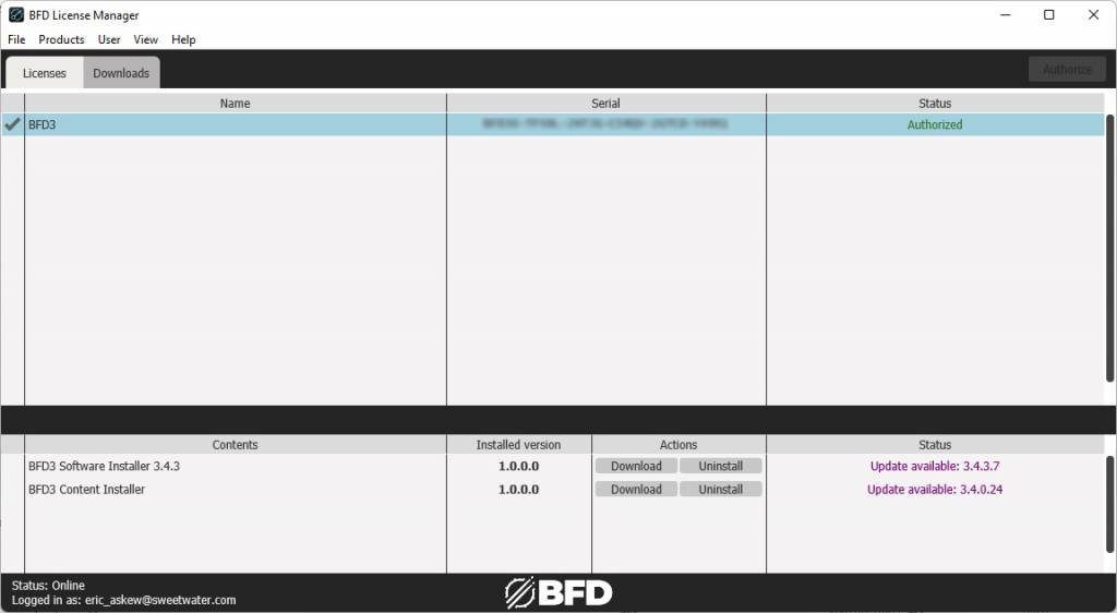 BFD Software Activation Instructions | Sweetwater