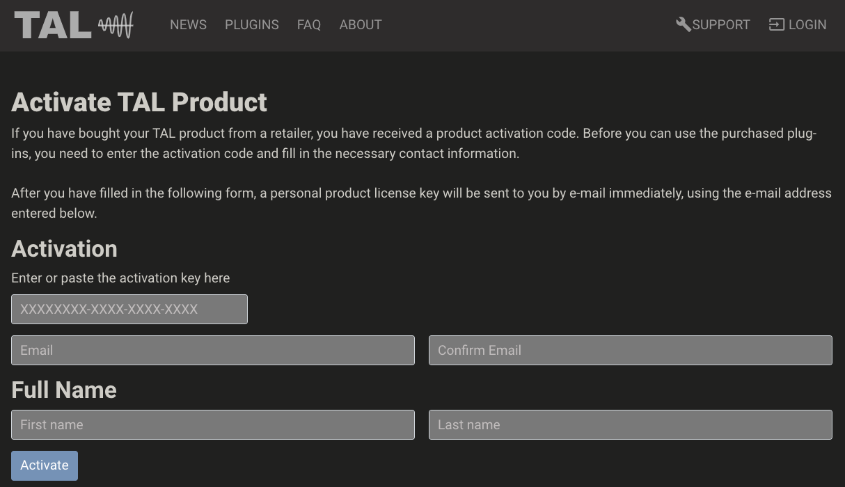 TAL Software Activation Instructions | Sweetwater