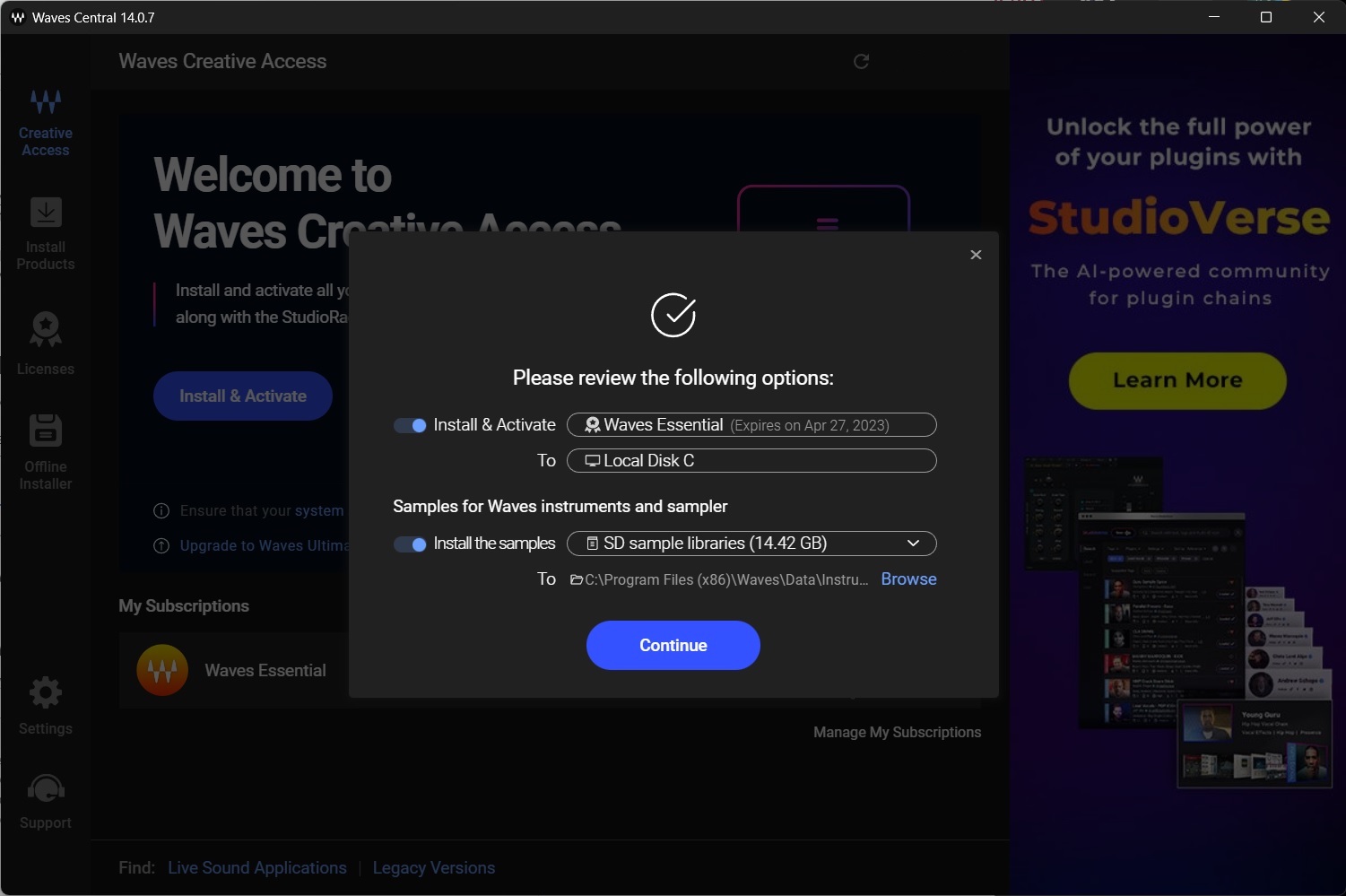 Waves Subscription Software Activation Instructions | Sweetwater