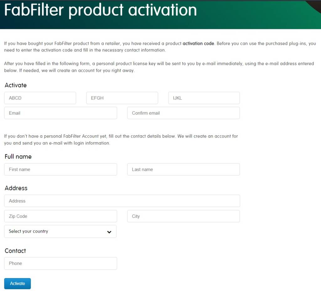 FabFilter Software Activation Instructions | Sweetwater