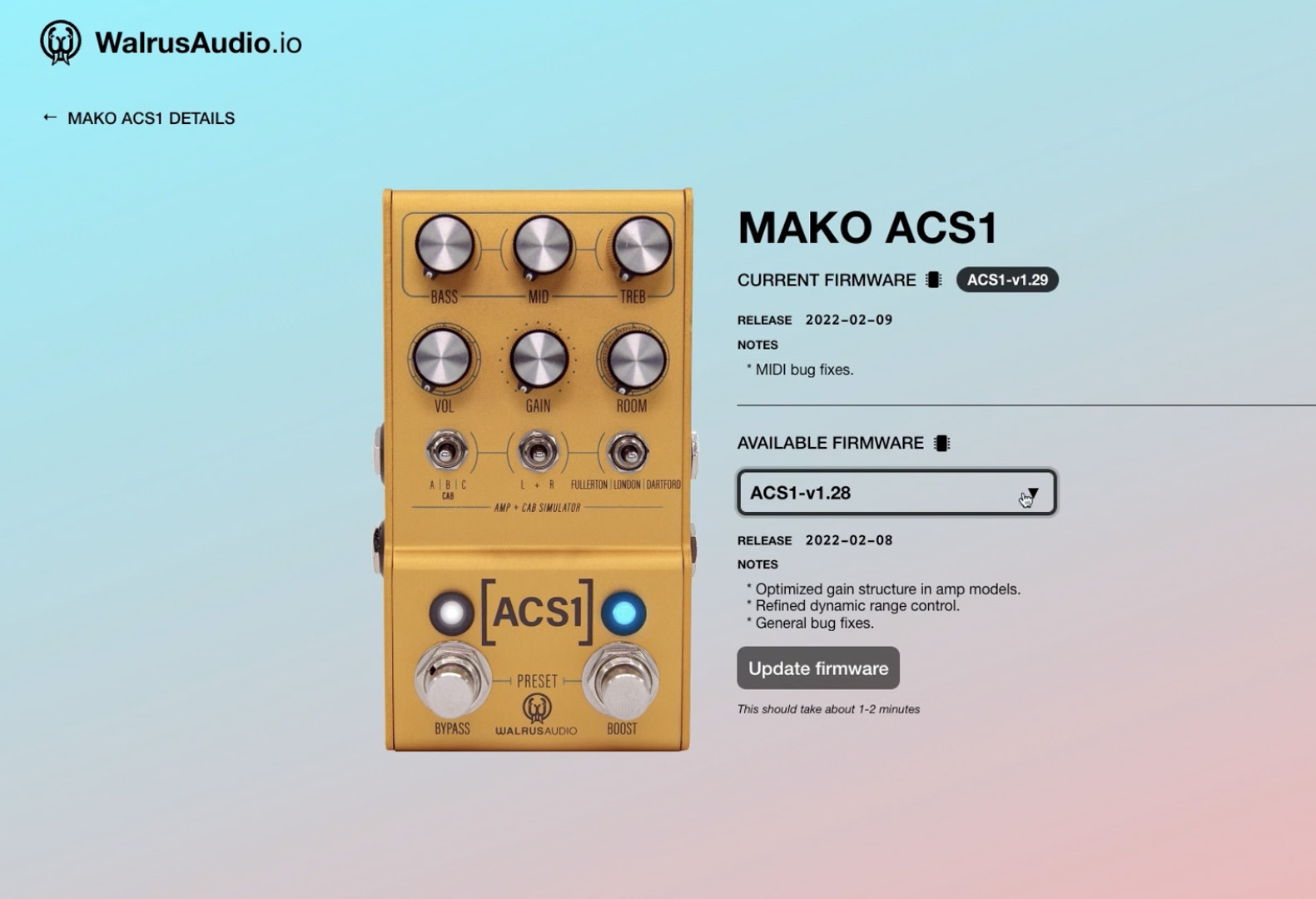 Walrus Audio ACS1 Firmware Update Guide | Sweetwater