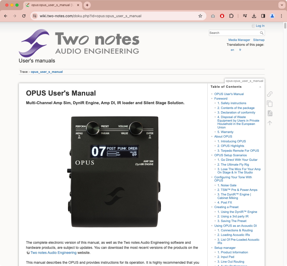 Two Notes OPUS Quickstart Guide | Sweetwater
